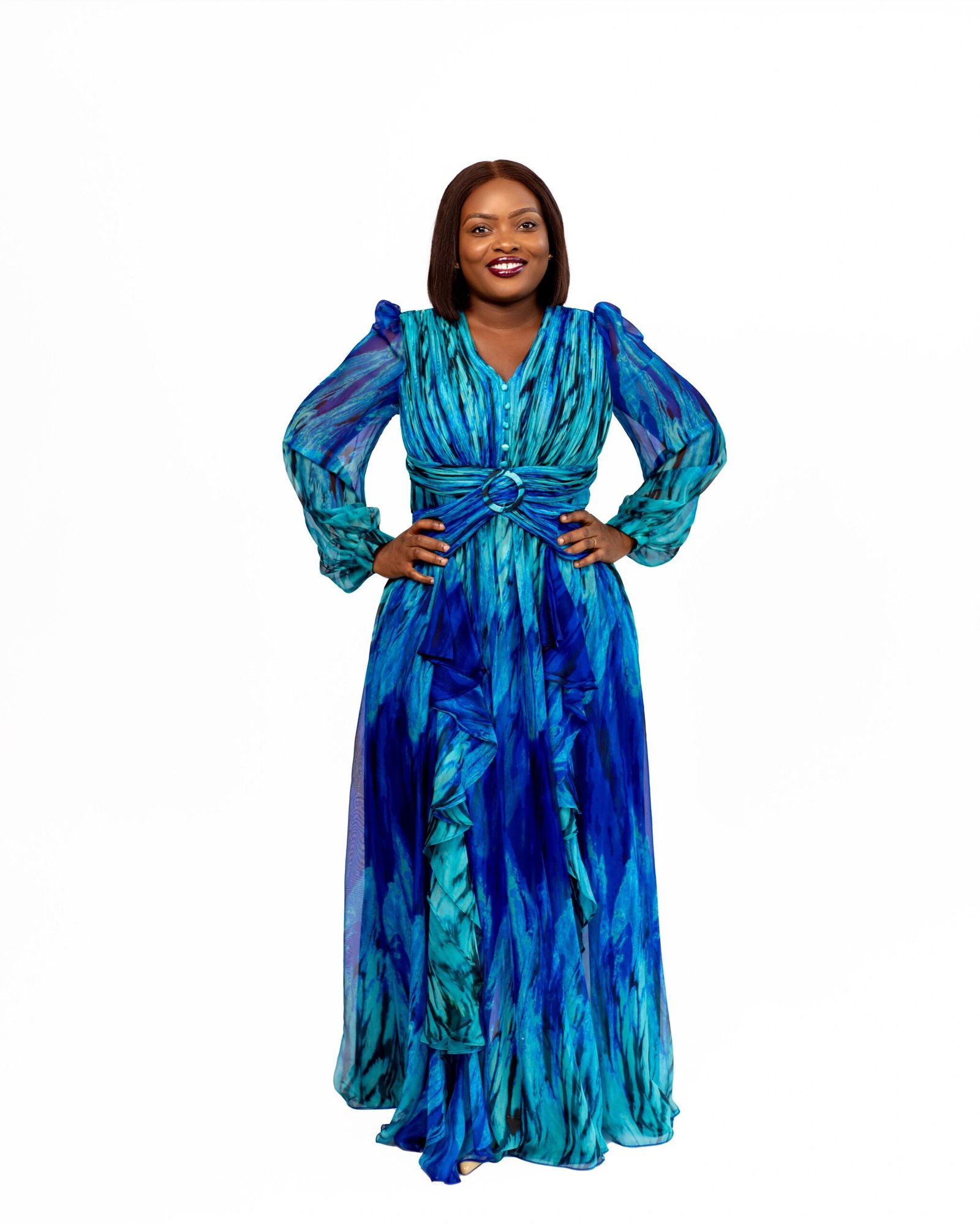POLENPOE BLUE LUXURY DRESS - Celebrity Style Boutique